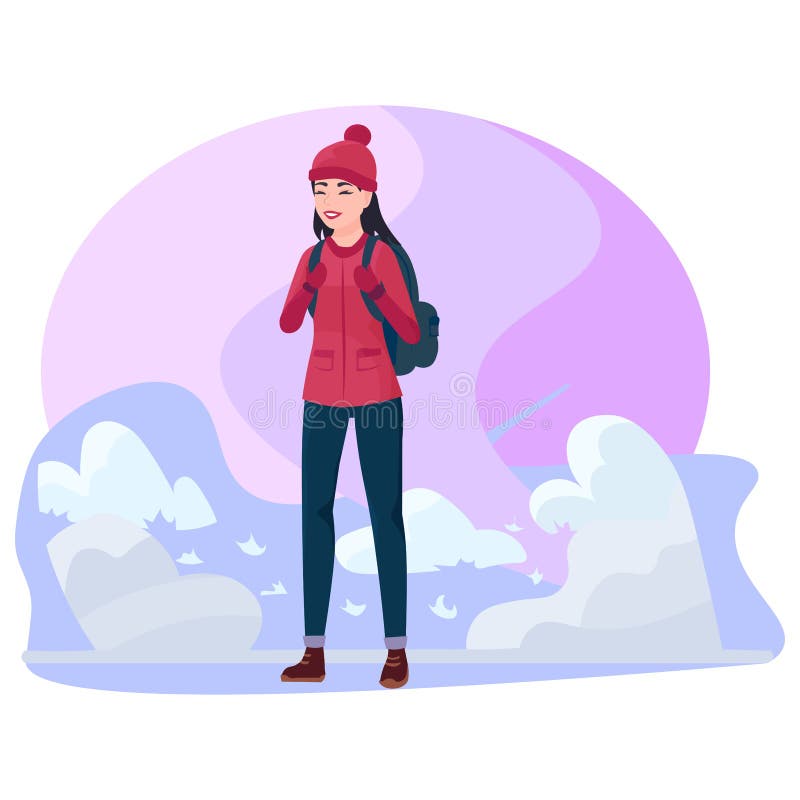 Girl with a Backpack. Vector Illustration Stock Illustration ...