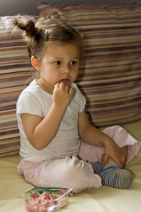 Girl and the bacon stock photo. Image of meal, eating - 2447652