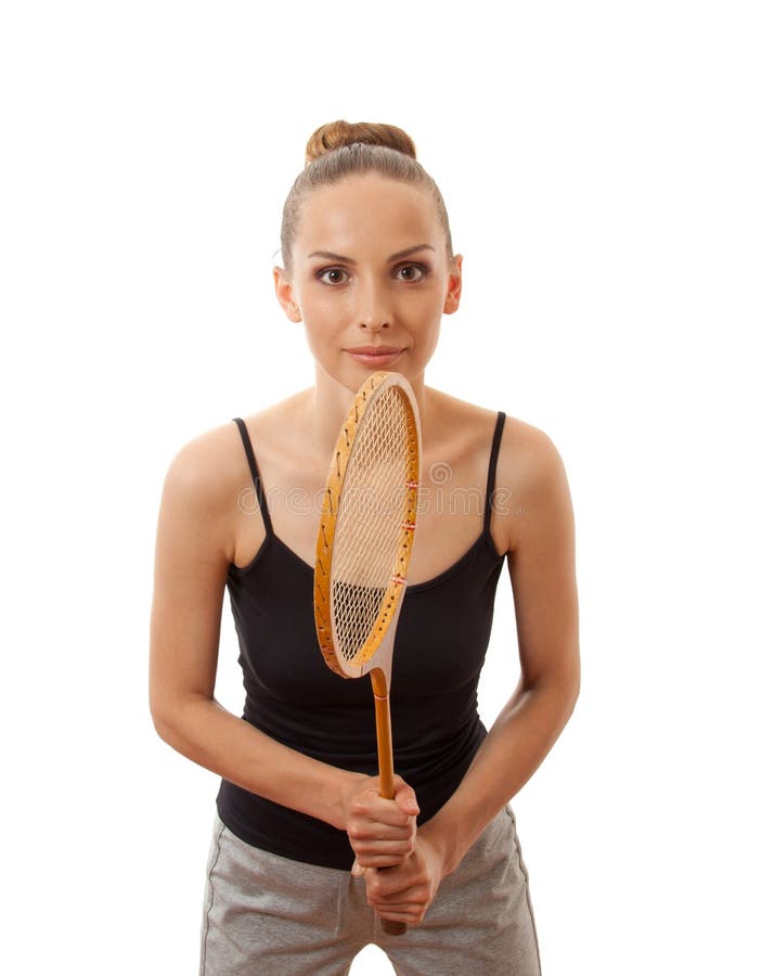 Girl with a Badminton Racket Stock Photo - Image of equipment, player ...
