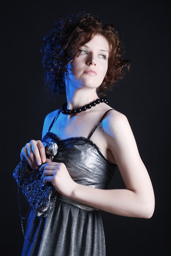 Girl with a bag stock photo. Image of standing, redhead - 5850036