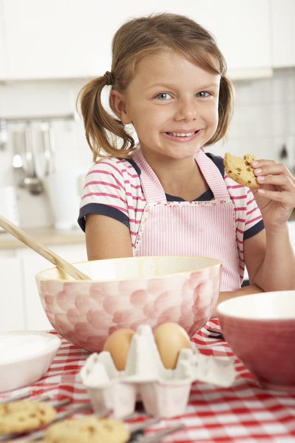 Girl Baking in Kitchen stock photo. Image of food, female - 55898380