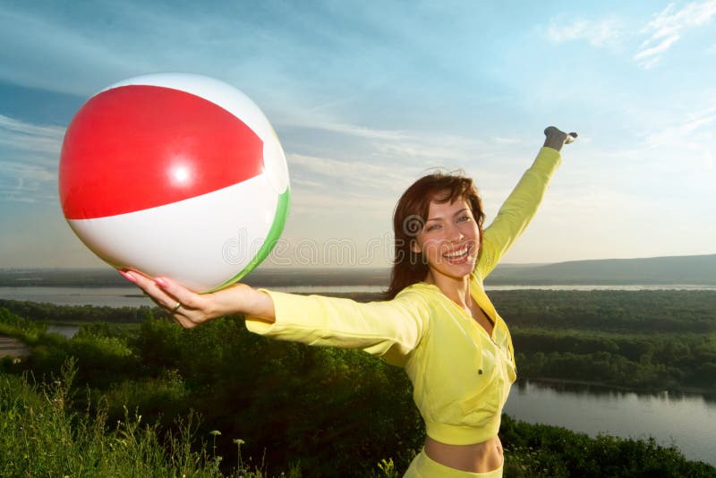 Girl with ball stock photo. Image of energy, excitement - 2972790