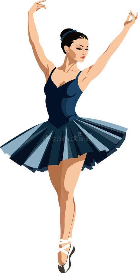 Girl Ballerina in Blue Dress without Background Stock Vector ...