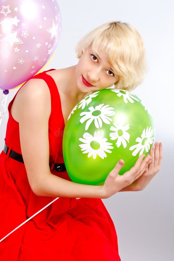 Girl with balloons stock image. Image of beautiful, balloon - 26195415