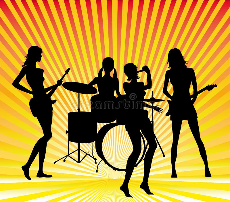Rock Band Vector Silhouette Stock Vector - Illustration of alternative ...