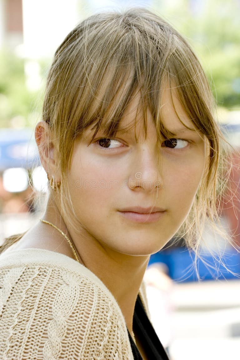 Teen Girl Brown Hair Bangs Stock Photos - Free & Royalty-Free Stock ...