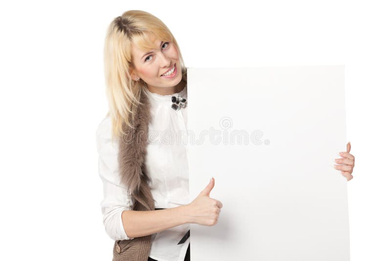 Girl with banner stock image. Image of businesswoman - 23029467