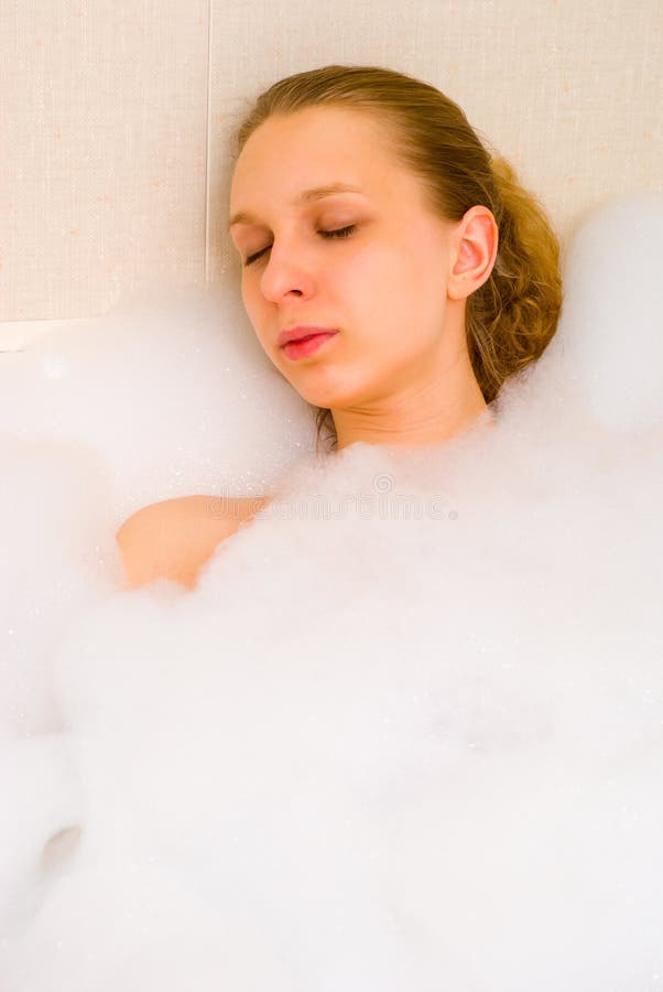 Girl in bath foam stock image. Image of bathroom, human - 2092851