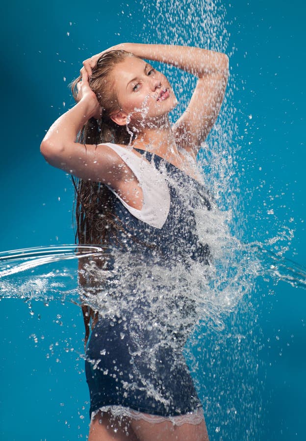 Girl in a bathing suit stock image. Image of water, blue - 20442391