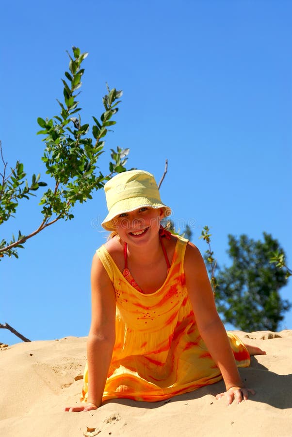 Girl beach stock image. Image of child, orange, beaches - 1656237