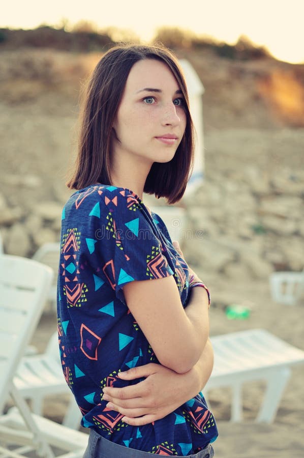 Girl on the beach stock image. Image of beautiful, teenager - 33040673