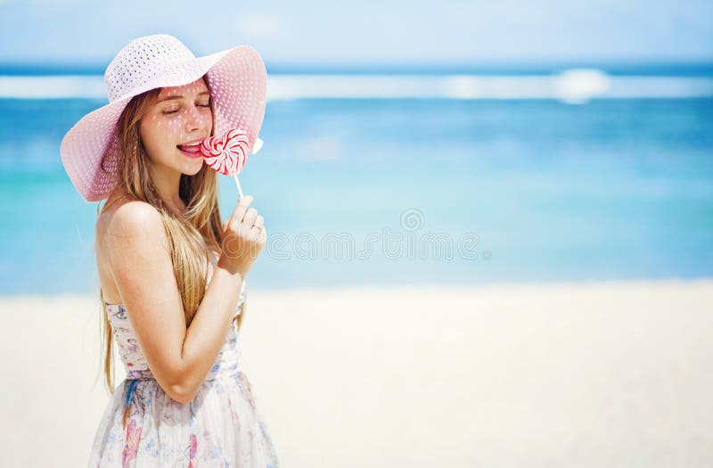 Girl on a beach stock image. Image of beautiful, beach - 61742249