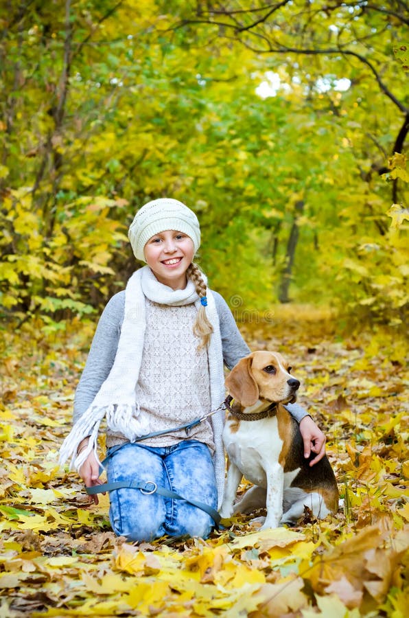Girl With Beagle Stock Image Image Of Beagle Nature 56201861