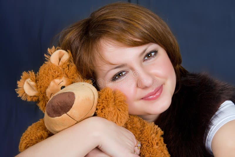 The girl with a bear stock photo. Image of bear, cute - 23844544