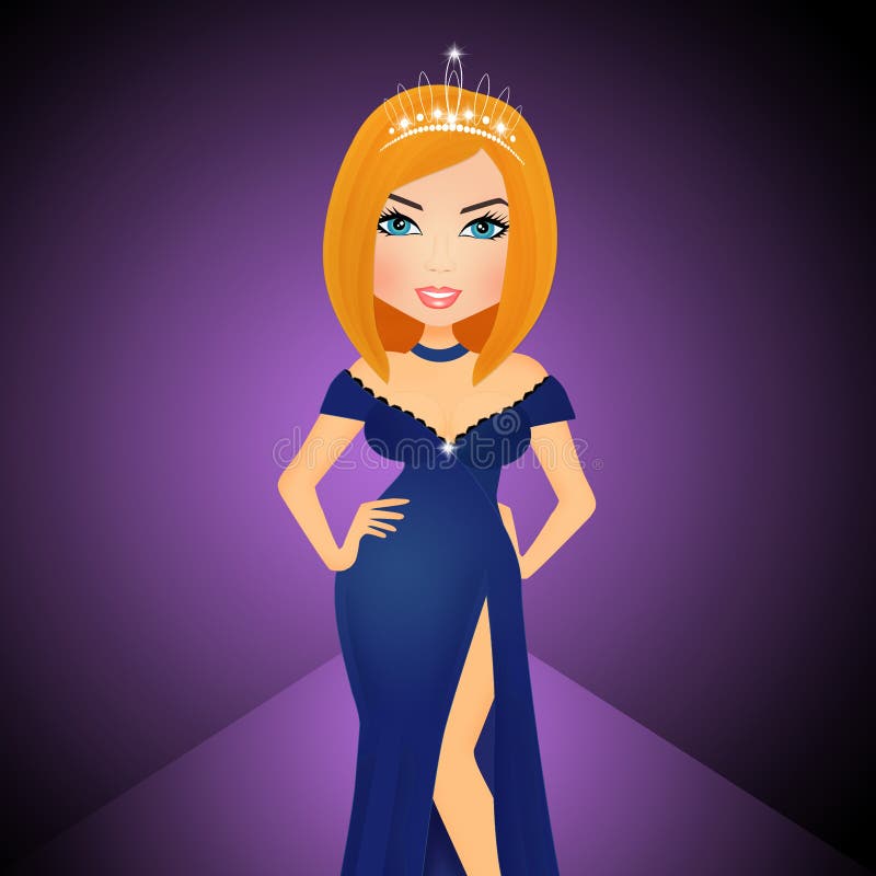 Girl beauty contest stock illustration. Illustration of long - 120082017