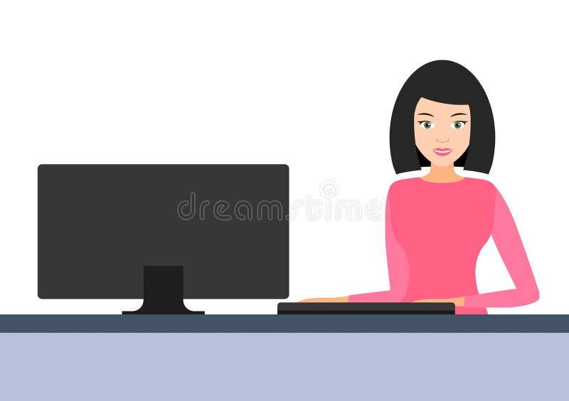 Girl Behind Computer Icon Stock Illustrations – 173 Girl Behind ...