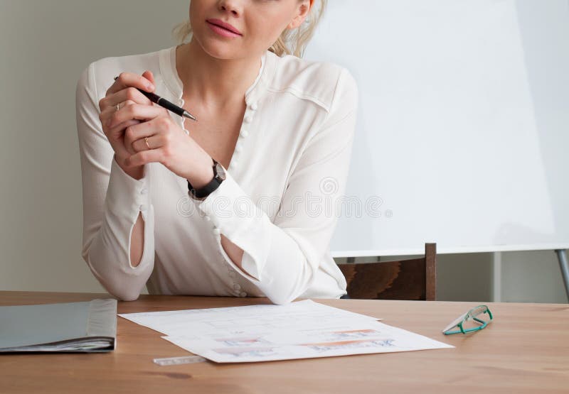The girl behind the desk stock photo. Image of office - 70626862