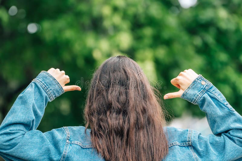 Girl from Behind with Okay Gesture Stock Image - Image of back, energy ...