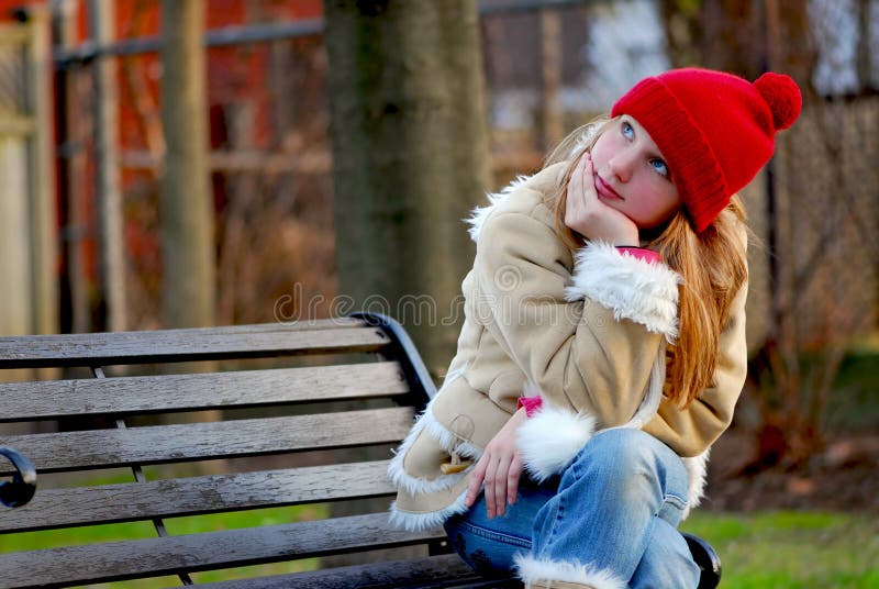 Girl on bench stock image. Image of kids, female, cozy - 1595159