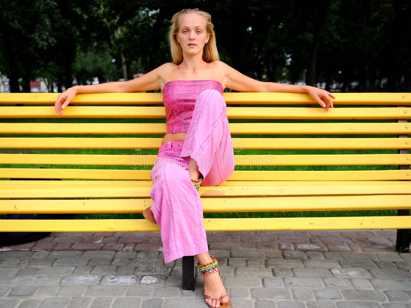 Girl on a bench stock image. Image of shoe, rest, outdoor - 21093239