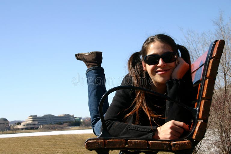 Girl Laying Down Bench Stock Photos - Free & Royalty-Free Stock Photos ...