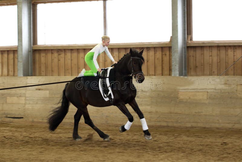 Girl with bench on a horse stock photo. Image of fast - 91252060