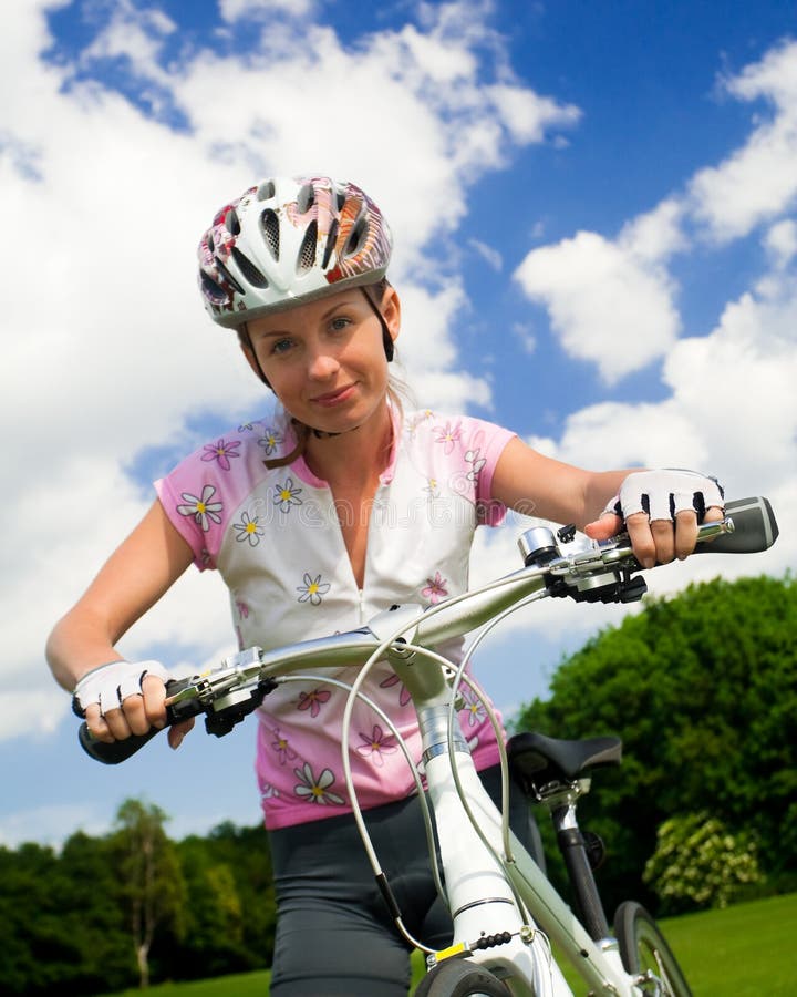 Girl with Bicycle. Close Shot Stock Image - Image of recreational ...