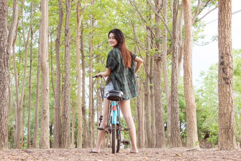 Girl with Bicycle Series stock photo. Image of bicycle - 31072274