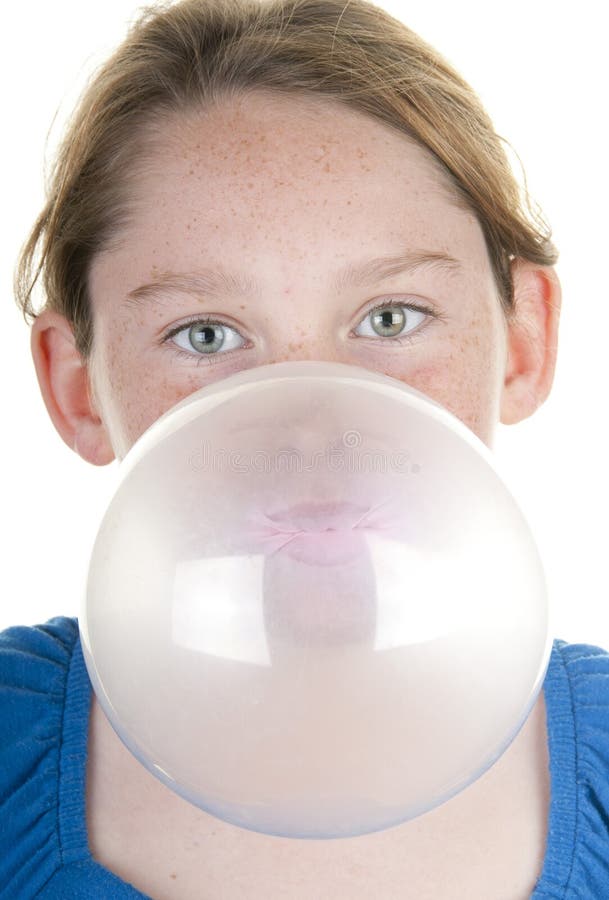 Girl with big bubble stock photo. Image of treat, bubblegum - 16987618