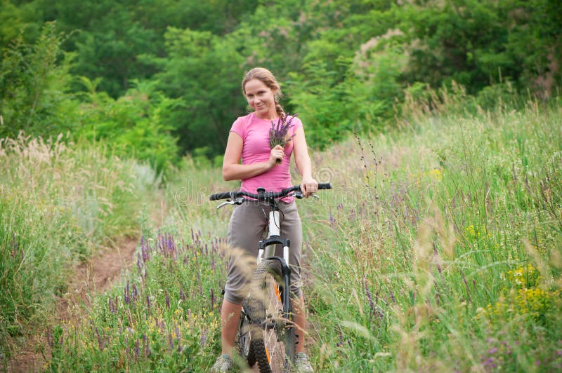 Girl biking stock photo. Image of forest, exercising - 27931776