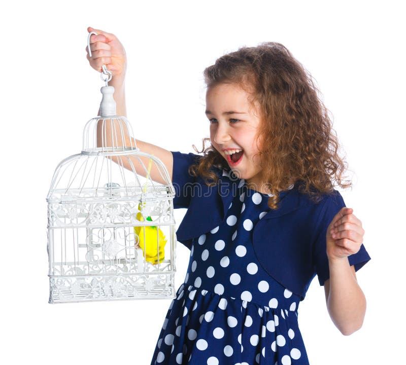 Girl with a bird stock photo. Image of childhood, caucasian - 71120270
