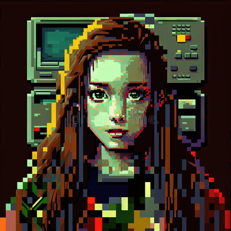 Girl 8-bit stock illustration. Illustration of graphic - 268645948