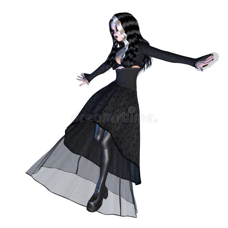 Girl In Black Gothic Dress Stock Illustration Illustration Of Cartoon