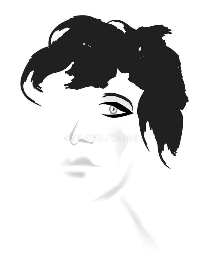 A Girl With Black Hair Stock Vector Illustration Of Model 173500975