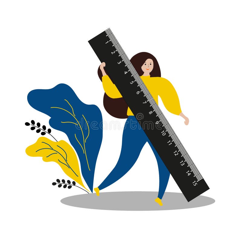 Girl with ruler stock vector. Illustration of cute, cartoon - 31591444