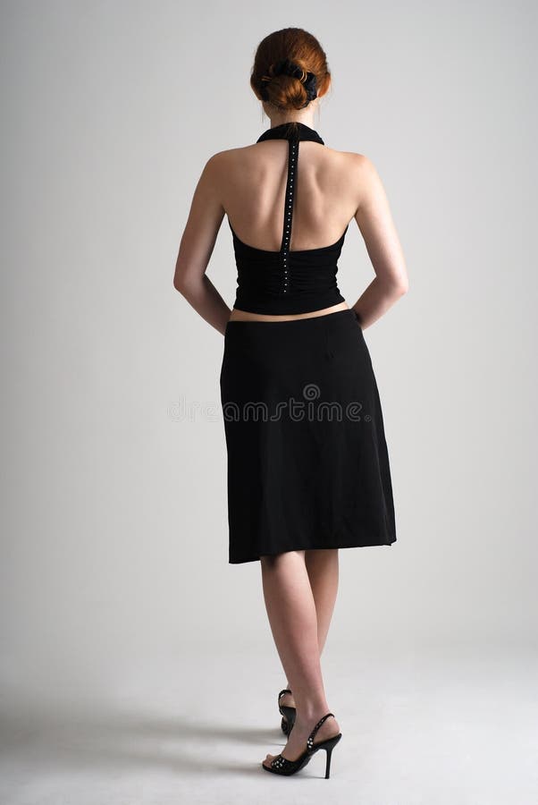 Girl in black stand back stock image. Image of perfection - 6020951