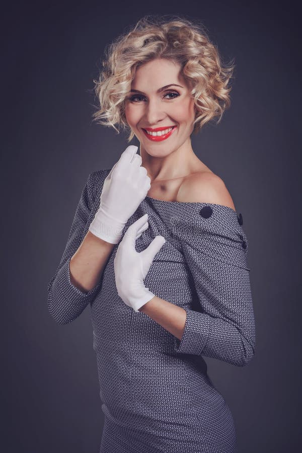 The Girl Blonde Portrait in a Studio Emotions Stock Photo - Image of ...