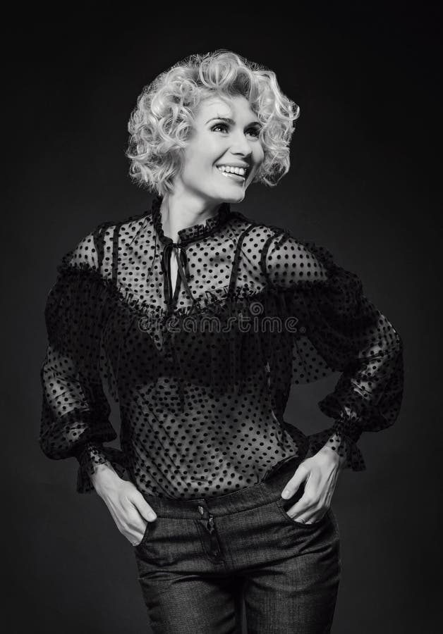 The Girl Blonde Portrait in a Studio Emotions Stock Image - Image of ...