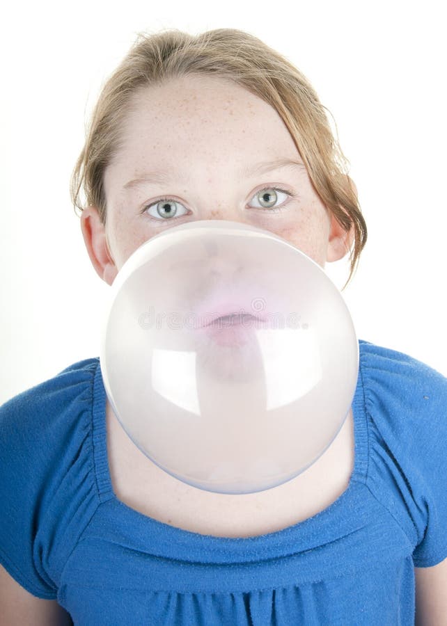 Girl with Popped Gum Bubble Stock Image - Image of messy, face: 16987631
