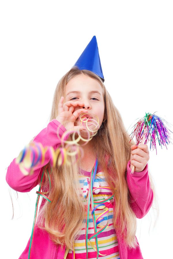 Girl Blowing Out Streamer Stock Photos - Free & Royalty-Free Stock ...