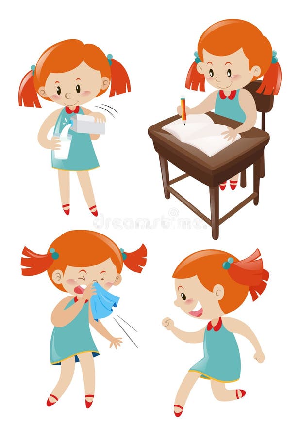 Girl Doing Different Actions Stock Illustrations – 54 Girl Doing ...