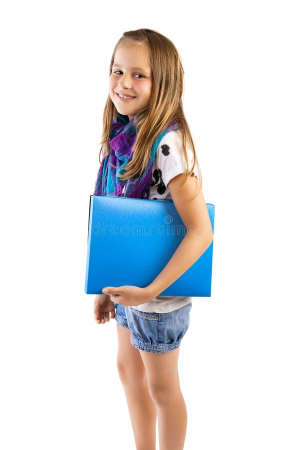 Girl with blue folder stock photo. Image of success, educate - 26570714