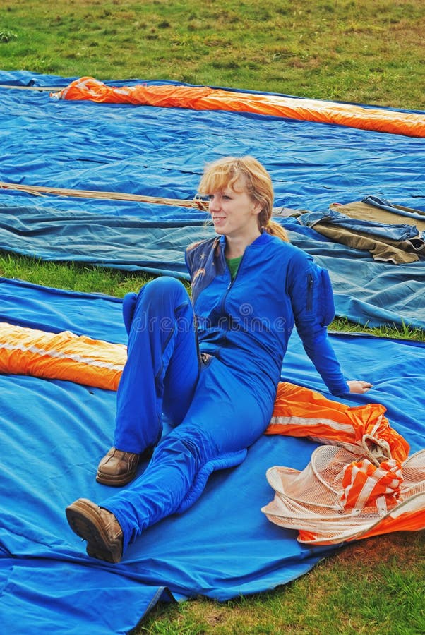 Girl, Parachute and Aircraft Stock Photo - Image of parachuters, summer ...