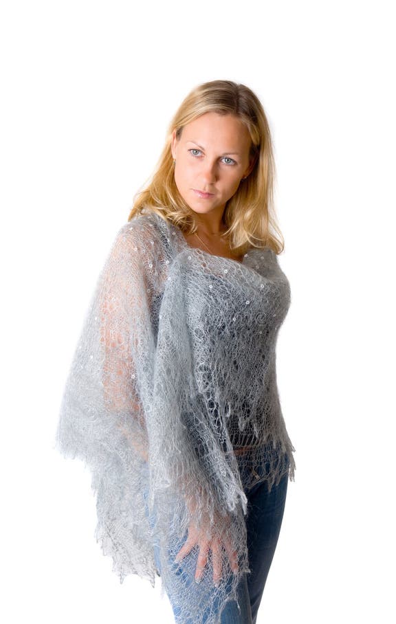 Girl in a blue tippet stock image. Image of studio, beauty - 11293327