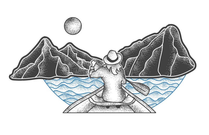 Girl Boating in the Lake Illustration Stock Vector - Illustration of ...