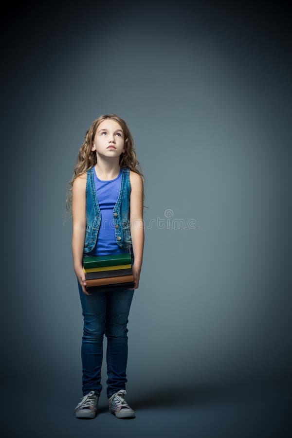 Girl with book stock photo. Image of cute, child, gray - 37101940