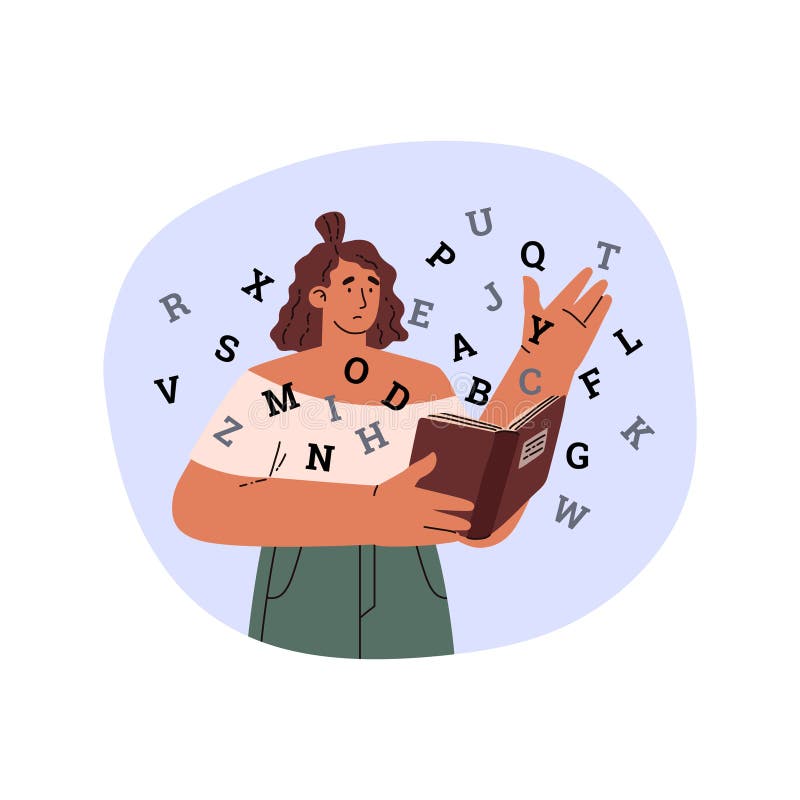 Reading Difficulties Dysgraphia and Dyslexia, Flat Vector Illustration ...