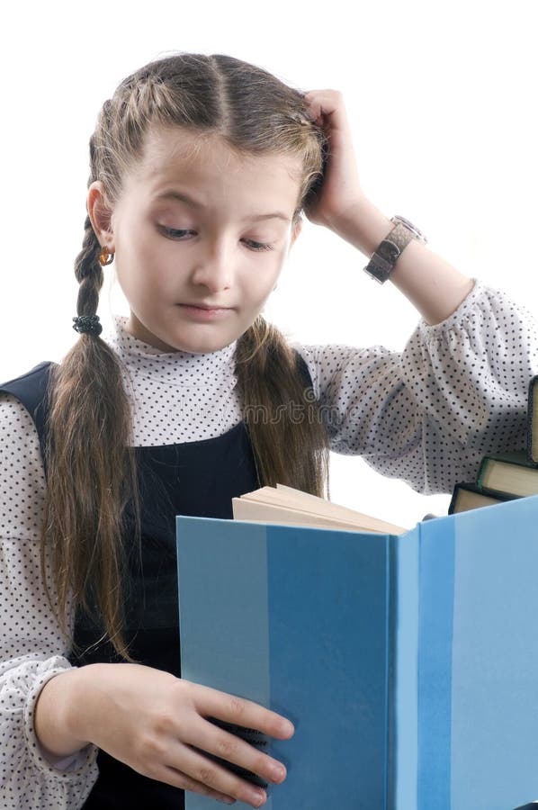 Girl with the book thinks stock photo. Image of expressional - 17116820