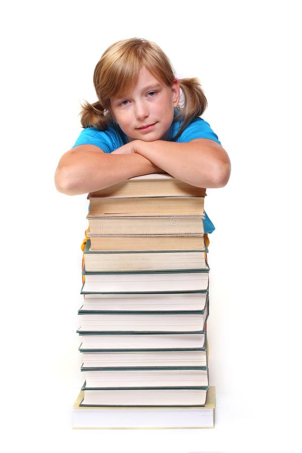 Girl with books stock image. Image of open, literature - 10794191