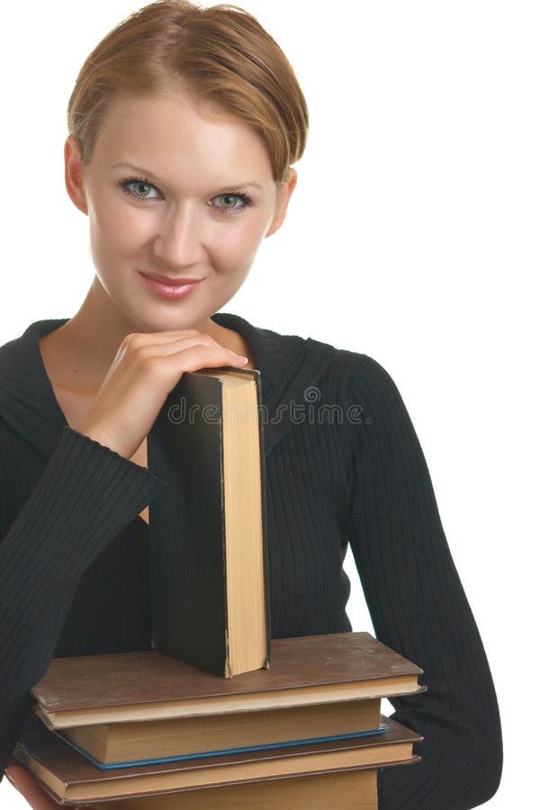 Girl with a books stock image. Image of paper, beautiful - 10851569